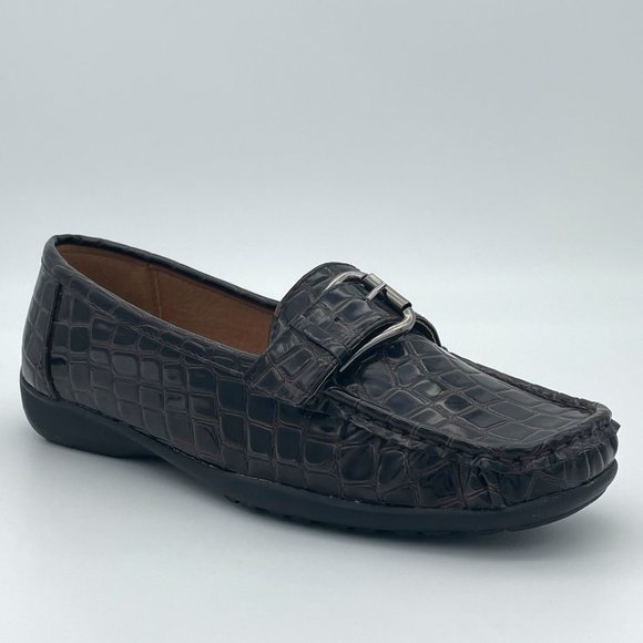 Pierre Dumas | Shoes | Pierre Dumas Hazel 3 Brown Croc Embossed Slip On ...